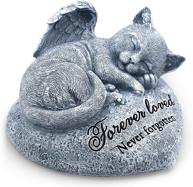 Cat Memorial Stone - Cat with Angel Wings - Angel Paws